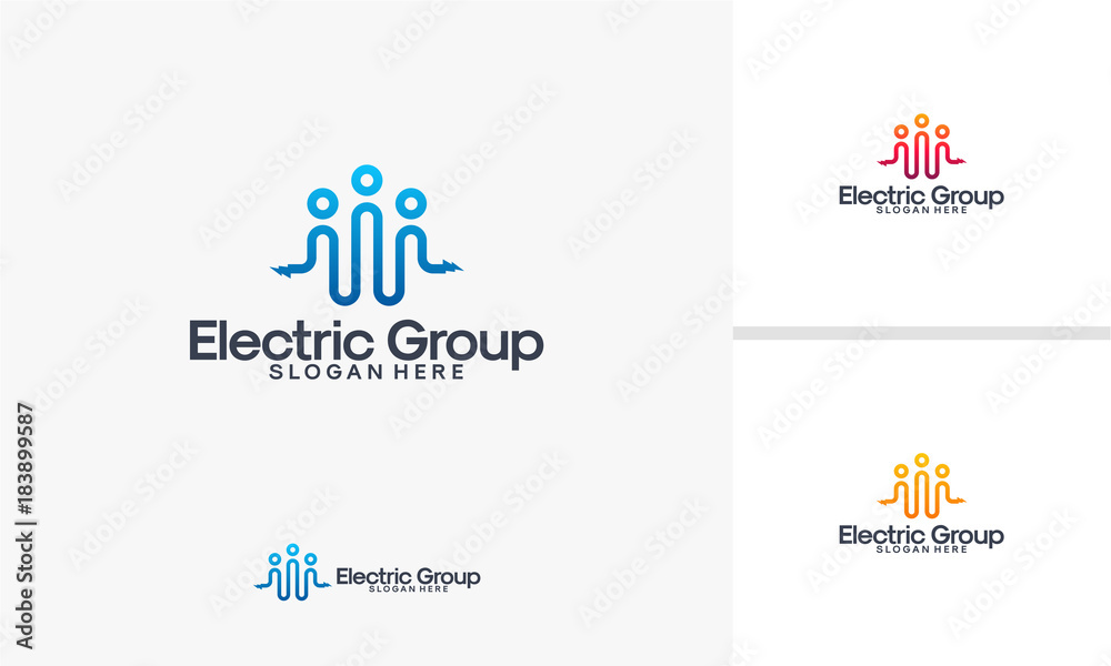 Electricity Group logo designs vector, Electricity Logo template Stock ...