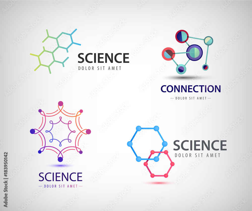 Vector science logos, chemistry icons, biology Stock Vector | Adobe Stock