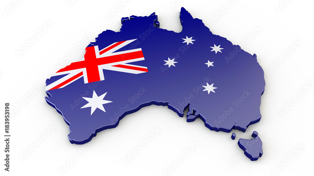 Australien - Umriss oder 3D Karte Stock Illustration | Adobe Stock