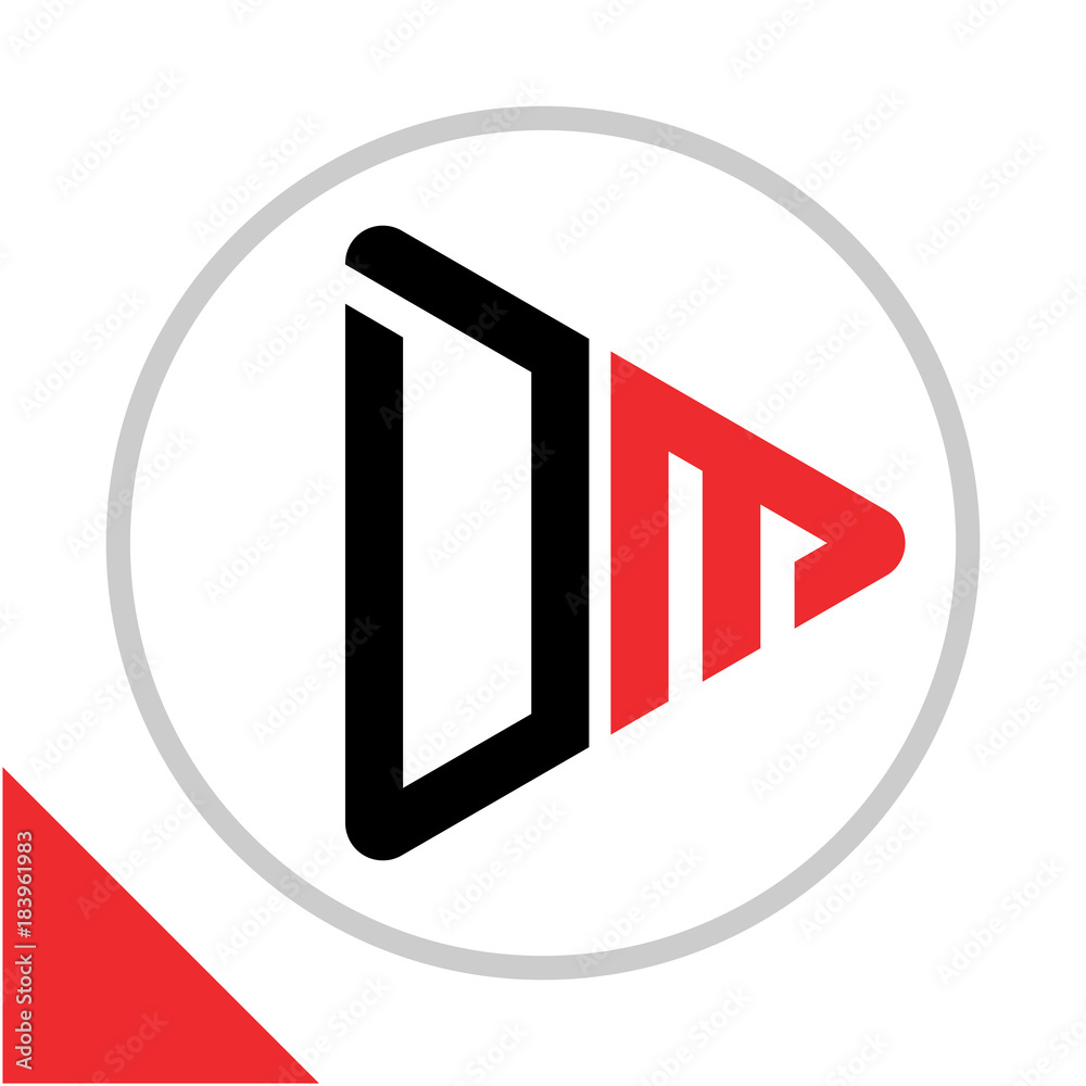 logo icon play button shape with combination of D & M initials Stock ...