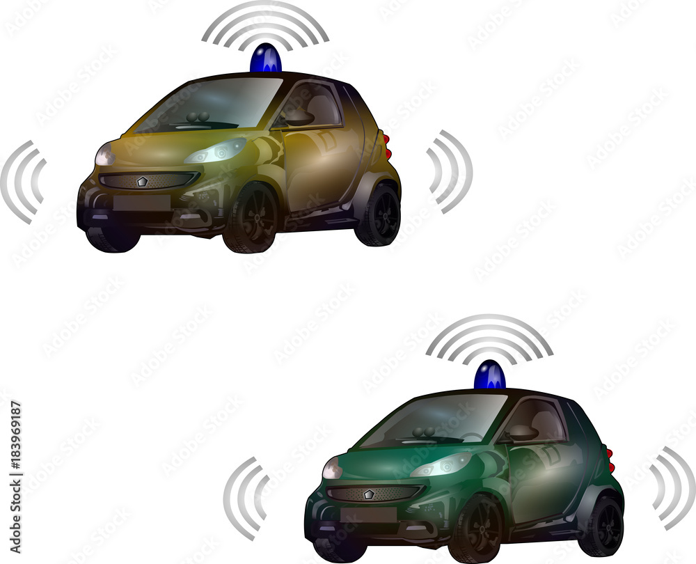 Autonomous cars isolated on white background vector Stock Vector ...