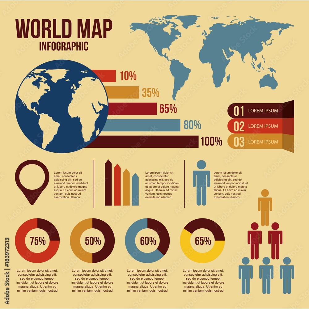 world map infographics and information graphics detail vector ...