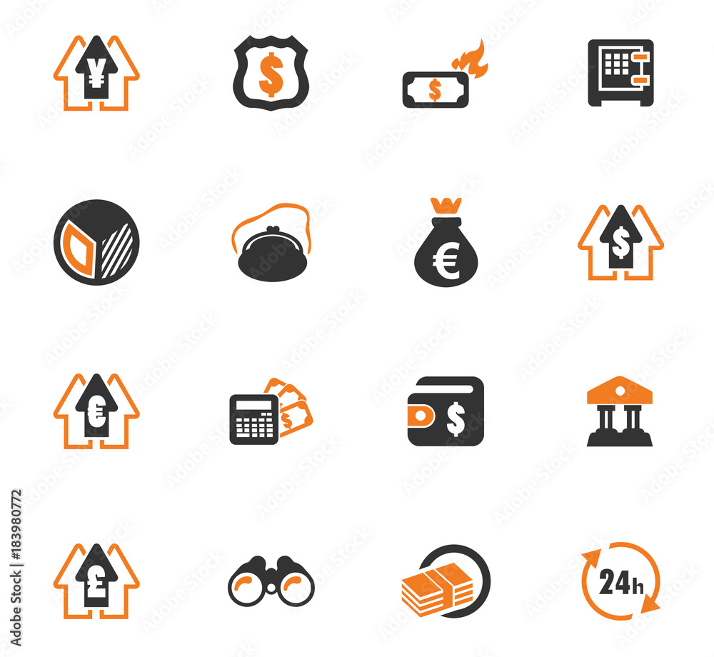 Business orange icons set Stock Vector | Adobe Stock