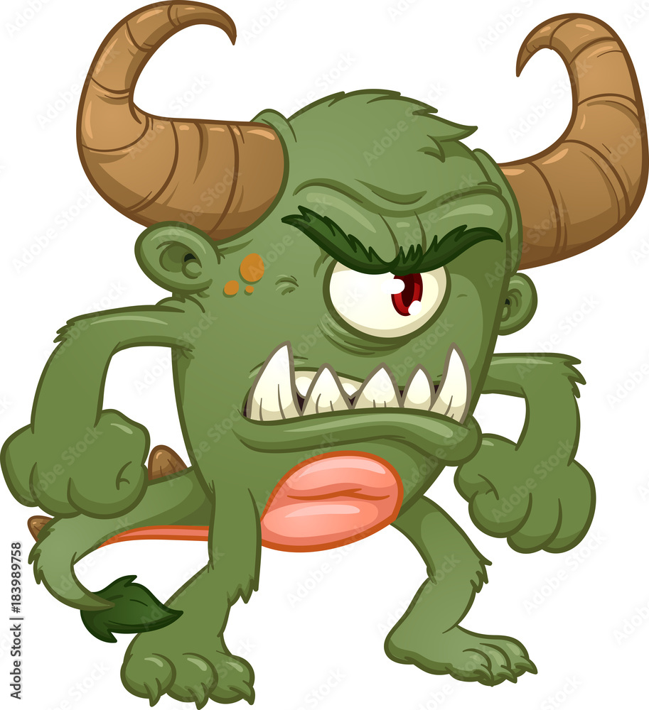 Green angry monster. Vector clip art illustration with simple gradients ...
