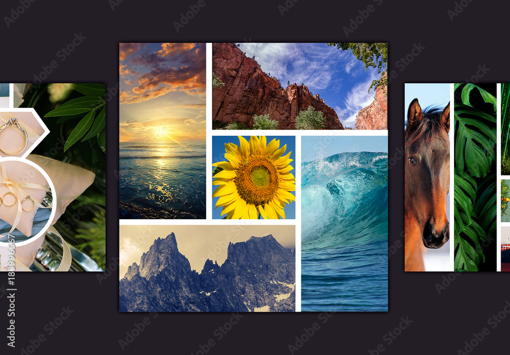 Mises en forme de collage photo obturateur Stock Template | Adobe Stock