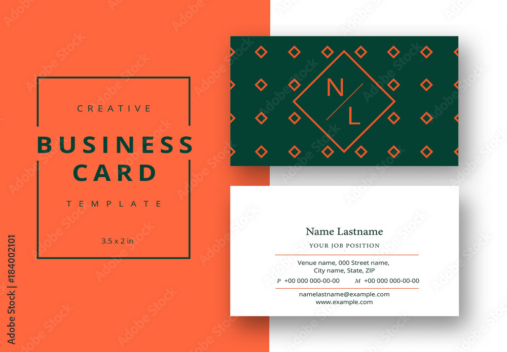 Diamond Patterned Business Card Layout Stock Template | Adobe Stock