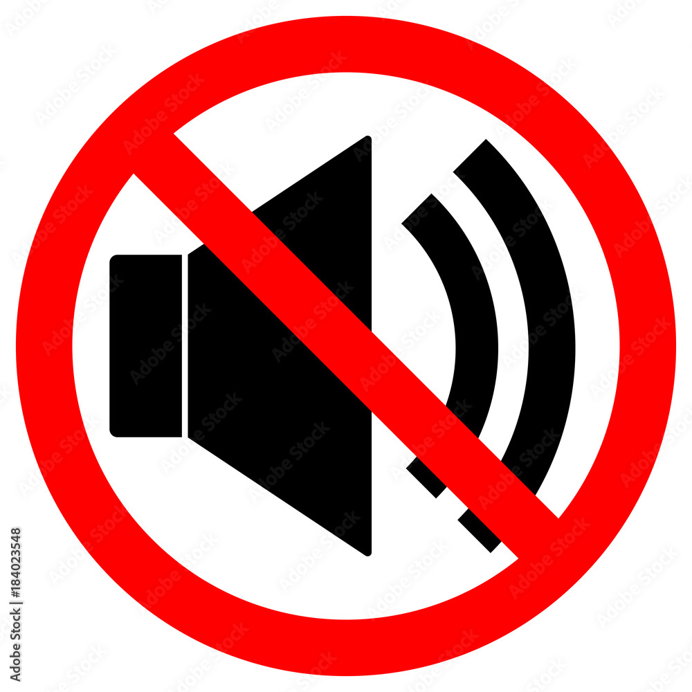 NO SOUND sign. Loudspeaker icon in crossed out red circle. Keep quiet symbol. Vector. vector de ...