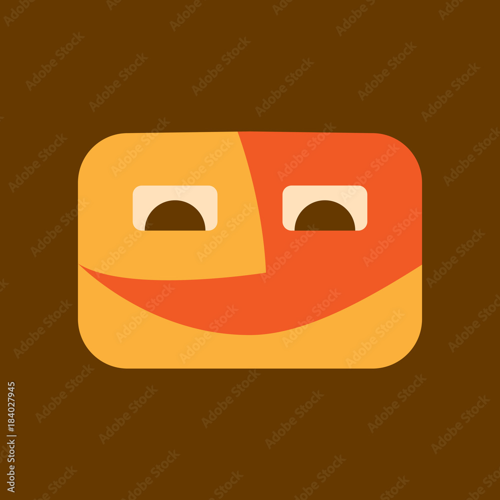 smiley face rectangular vector illustration flat style front Stock ...