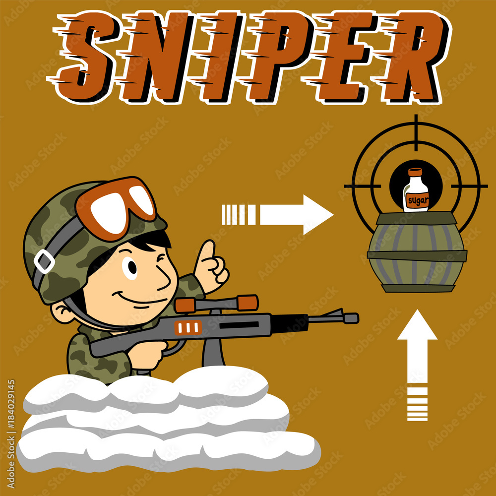 sniper cartoon vector Stock Vector | Adobe Stock