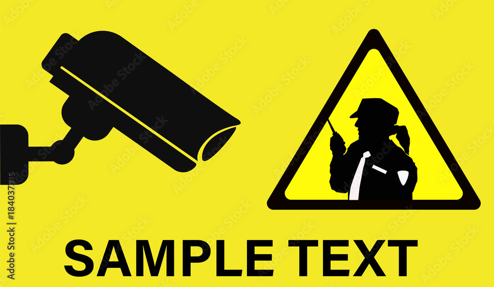 Design of a recording sign with surveillance camera icon and woman ...