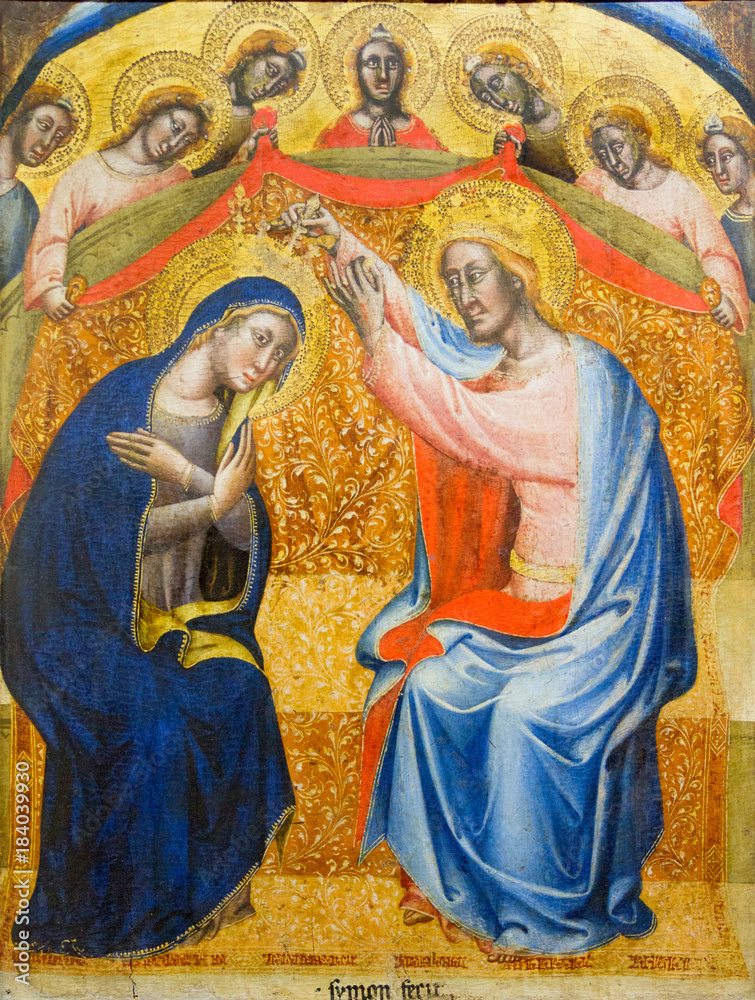 Pavia, Italy. 2017/11/11. Painting of the Coronation of the Virgin Mary ...