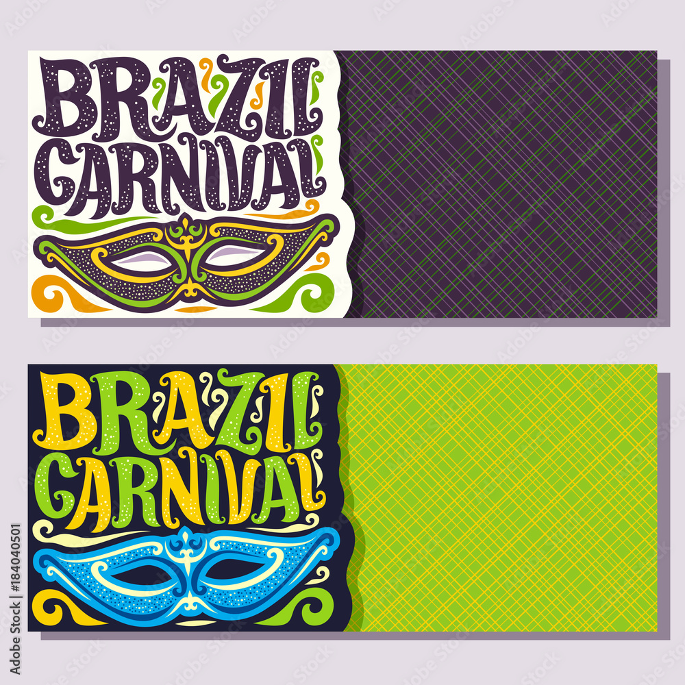 Vector banners for Brazil Carnival, invite tickets with purple ...