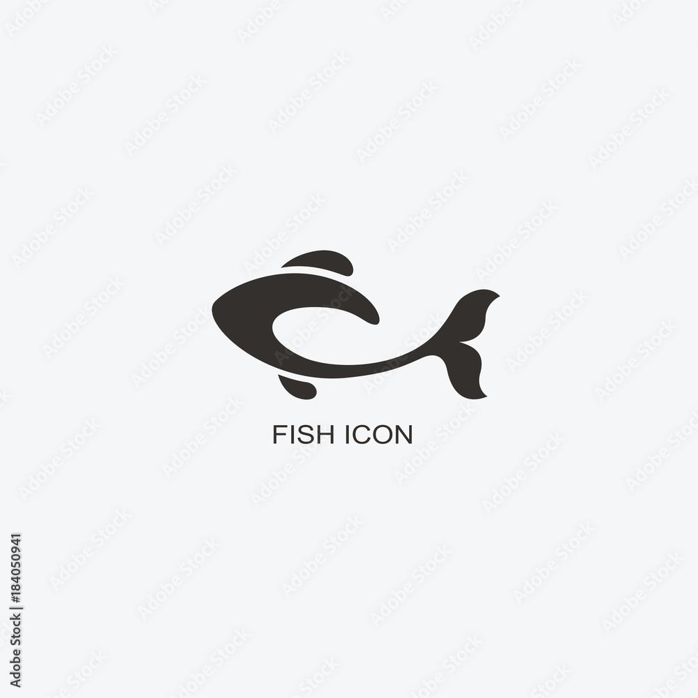 Fish logo template for design. Icon of seafood restaurant..Animals in a ...