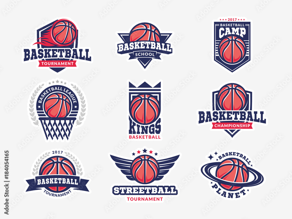 Basketball logo, emblem set collections, designs templates on a light ...
