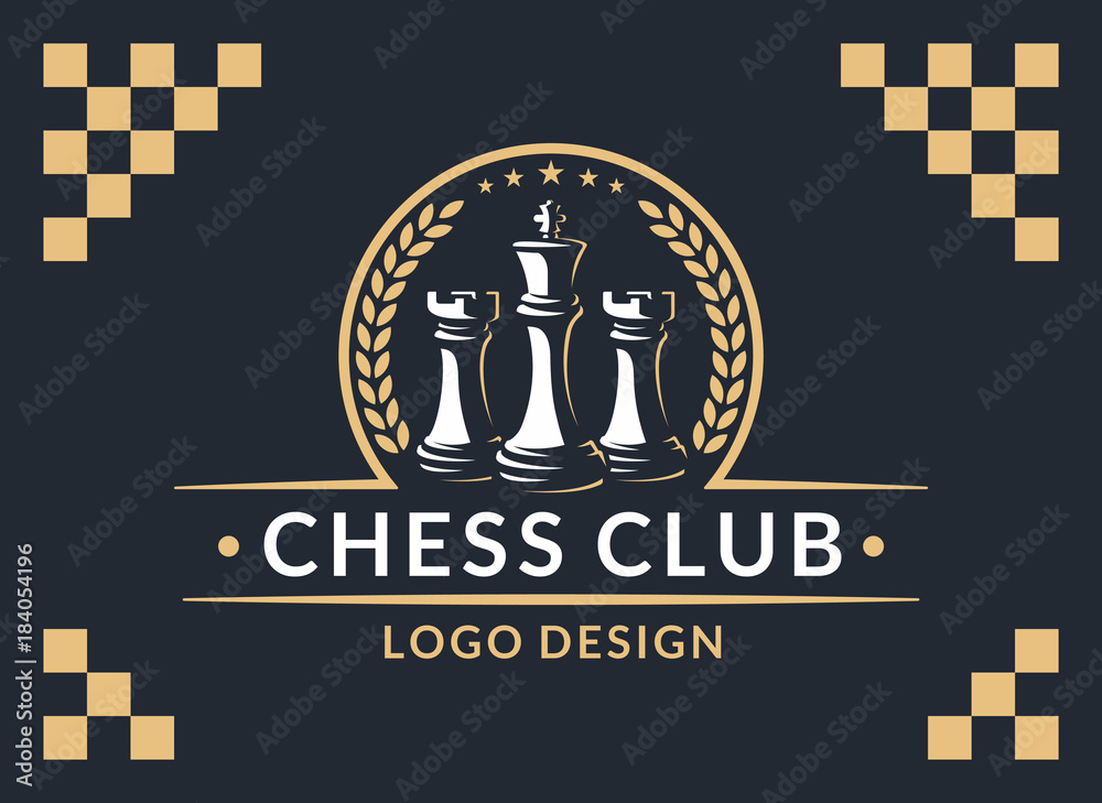 Chess club logo - vector illustration, emblem design on a dark ...