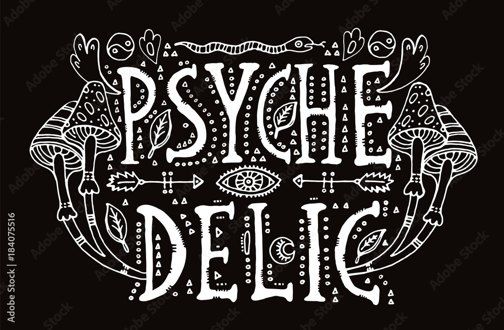 Detailed ornamental Psychedelic lettering Stock Vector | Adobe Stock