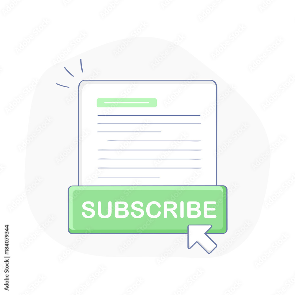 Subscribe Button with cursor and Newsletter. Vector illustration ...