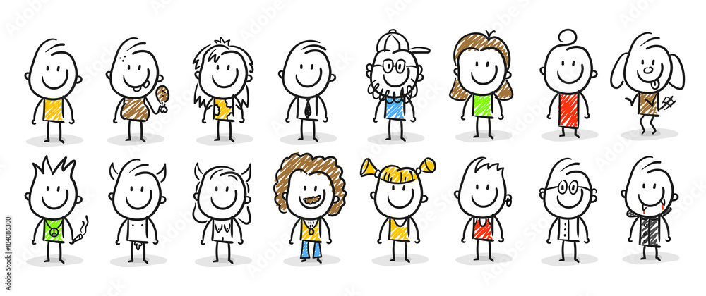 Strichfiguren / Strichmännchen: Menschen, Multi Kulti. (Nr. 158) 素材庫向量圖 ...