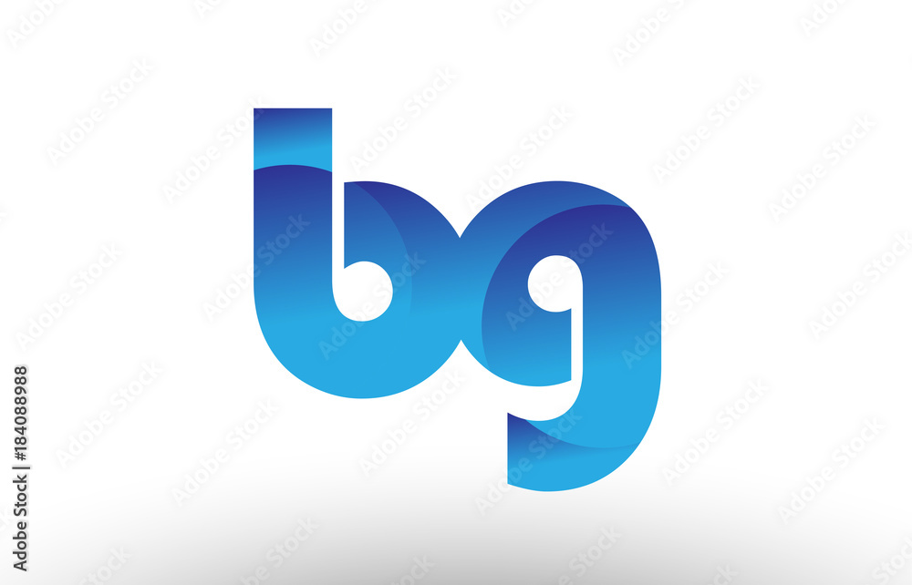 blue gradient bg b g alphabet letter logo combination icon design Stock ...
