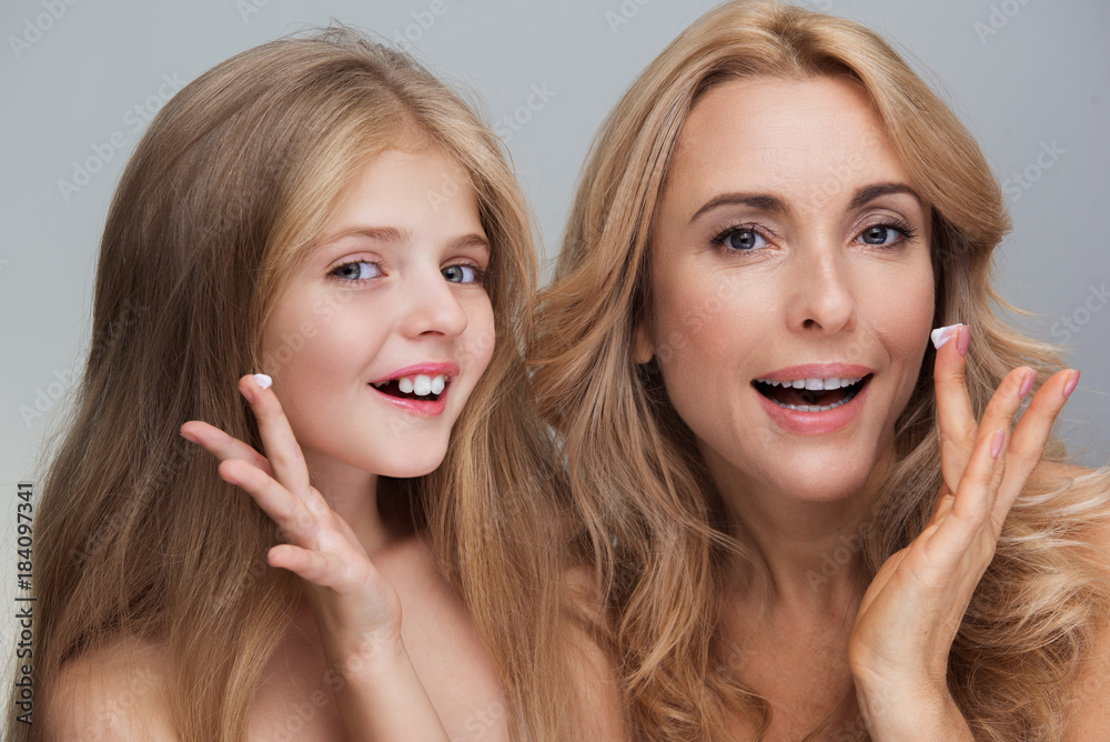 Love This Cream Portrait Of Overjoyed Mother And Her Adorable Little