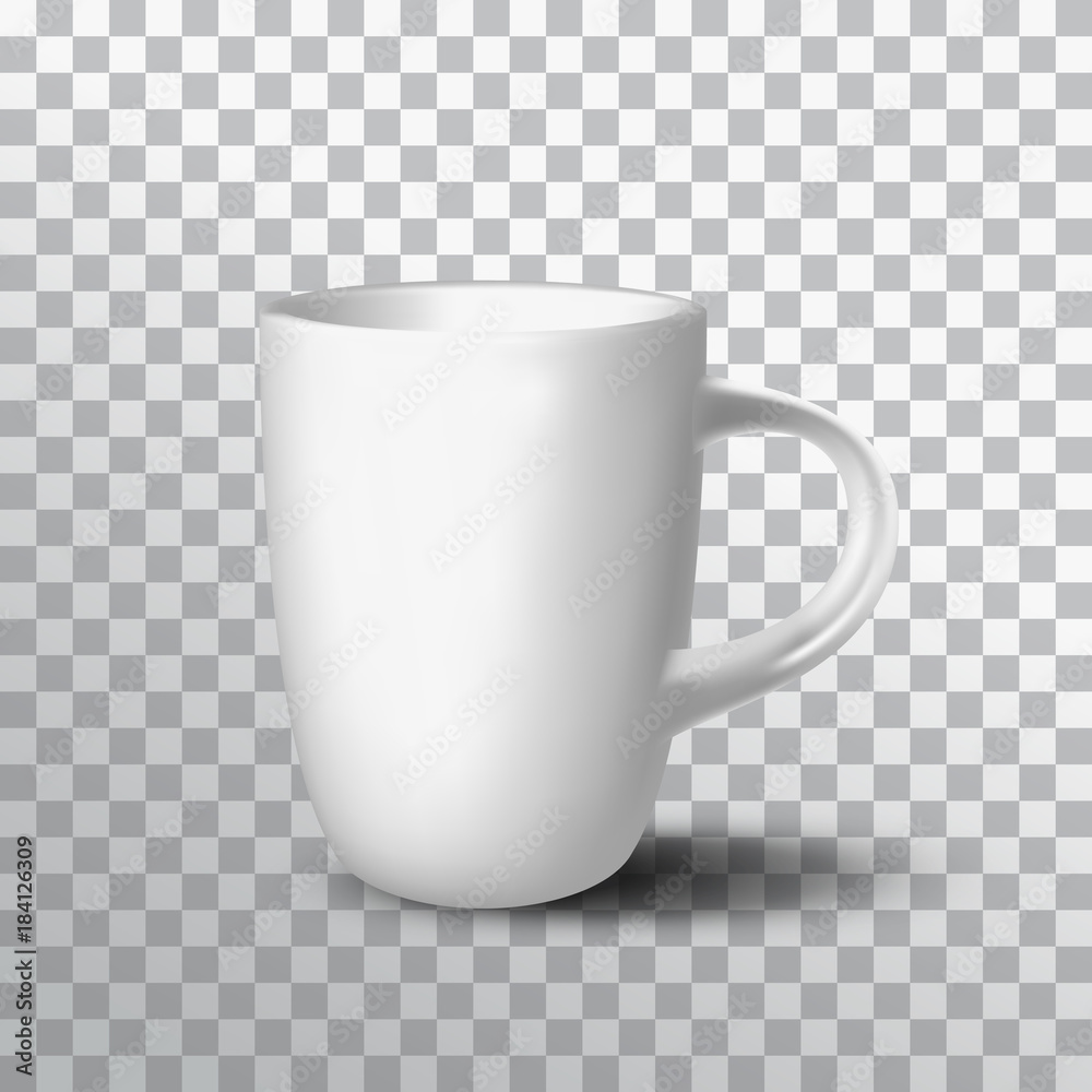 White cup on transparent background. Vector realistic cup template ...