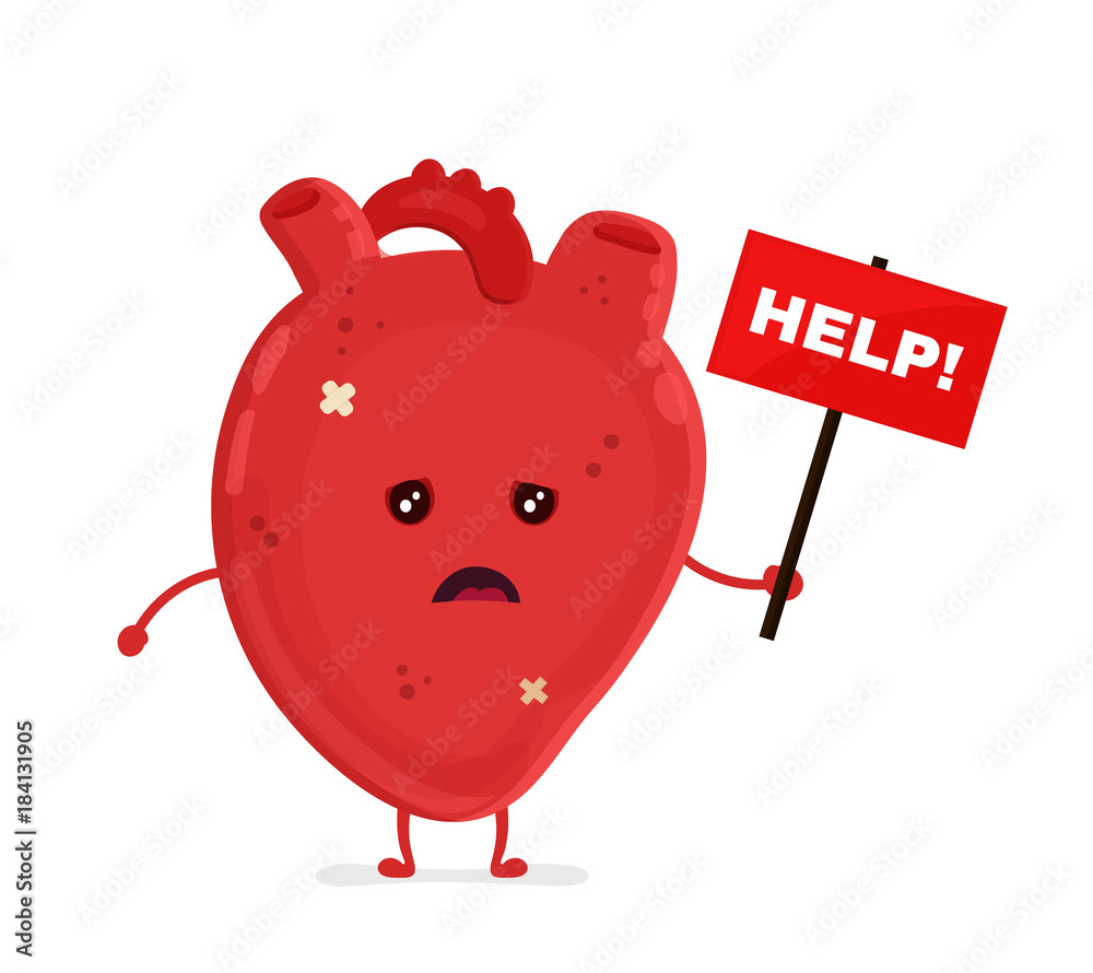 Sad unhealthy sick heart with nameplate Stock Vector | Adobe Stock