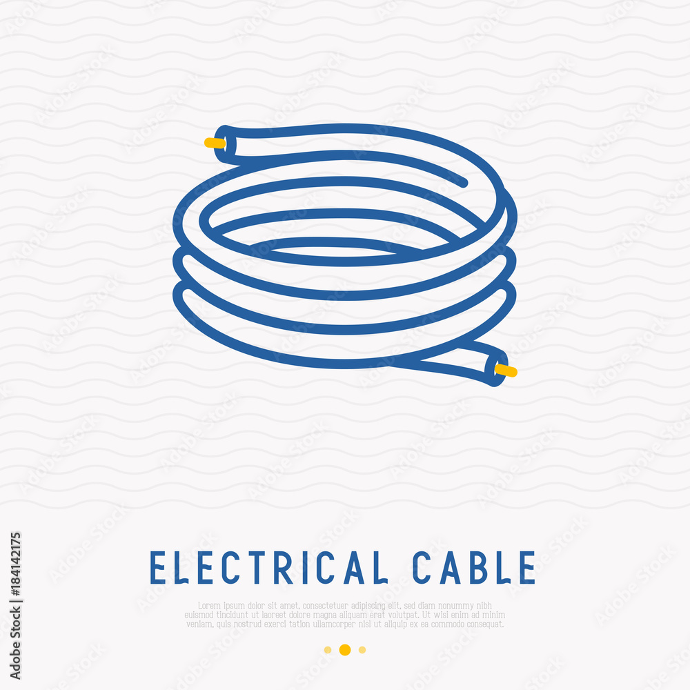 Electrical cable thin line icon. Modern vector illustration of electric ...