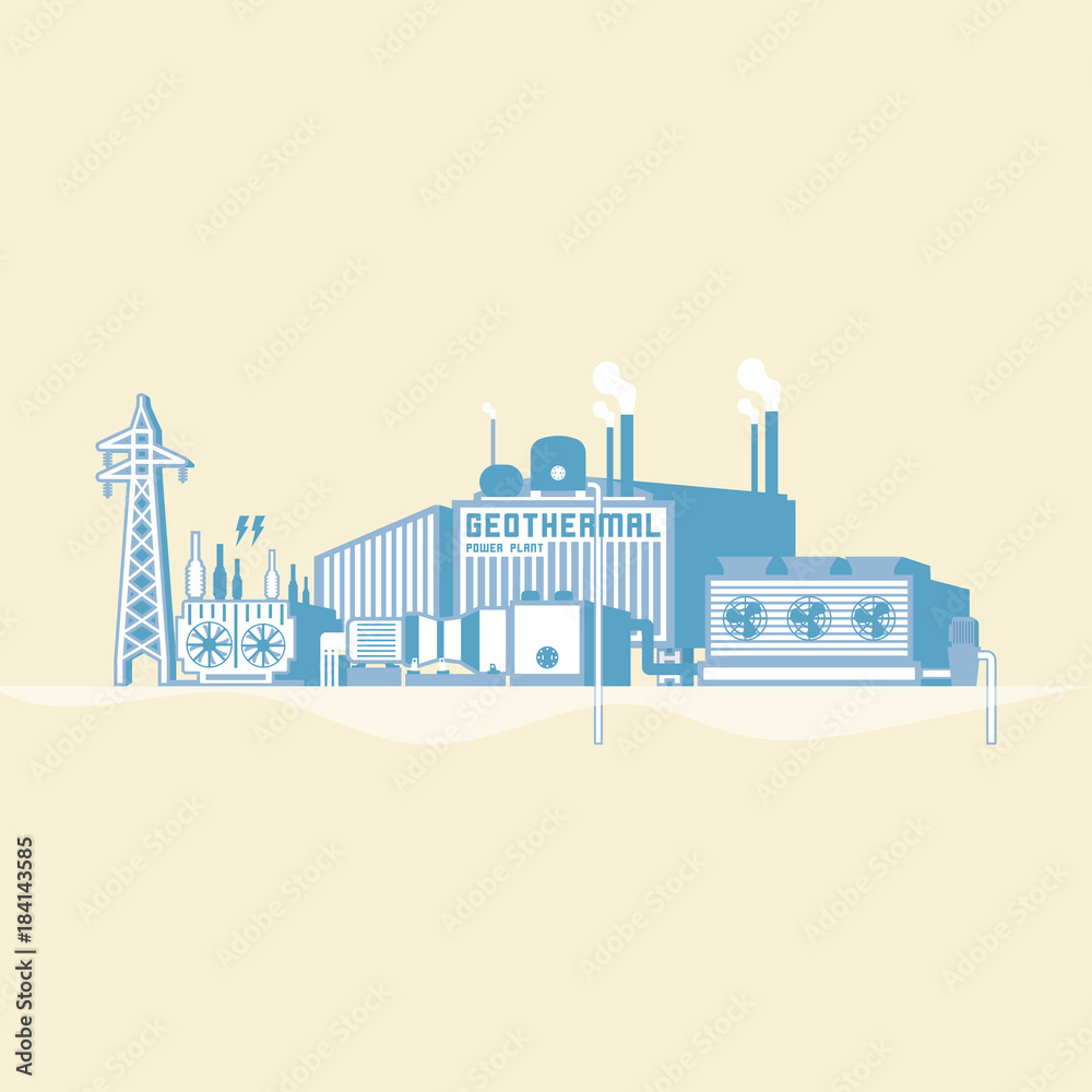 geothermal energy, geothermal power plant with boiler and seam turbine ...