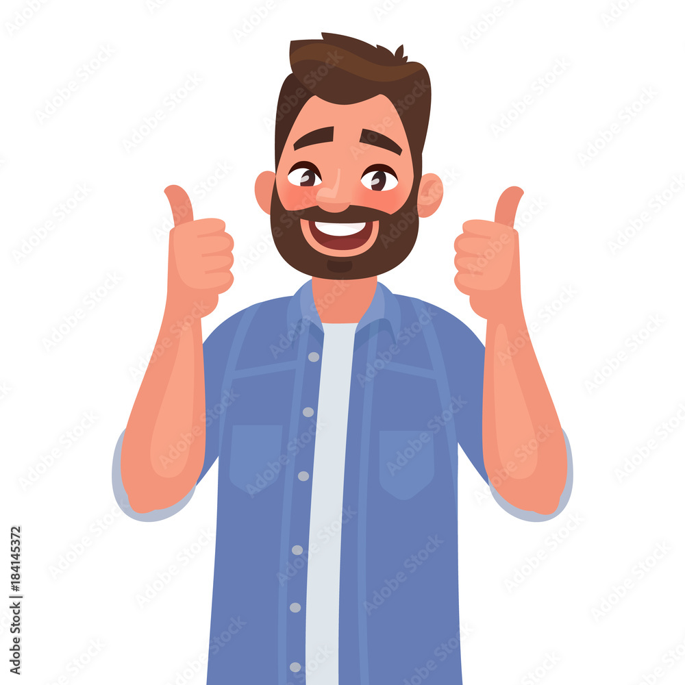 Joyful man shows gesture ñool. I like. Vector illustration Stock Vector ... Joyful man shows gesture ñool. I like. Vector illustration Stock Vector ...