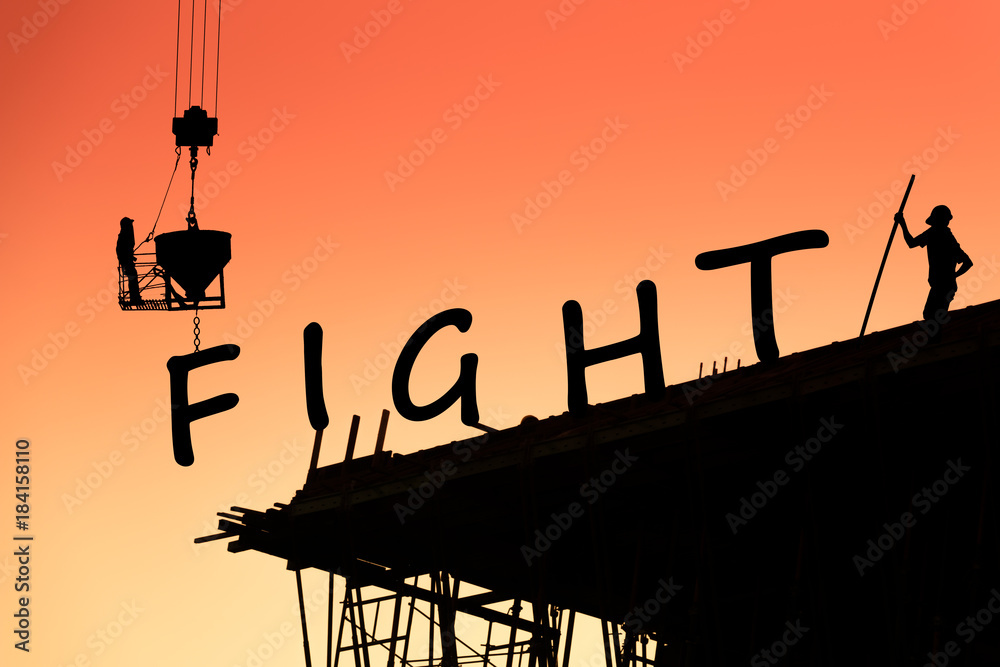 Hard work concept No matter how tired it is. , Construction workers ...