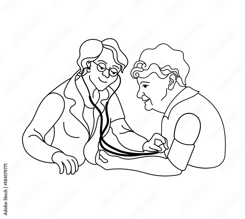 Caring For The Elderly Drawing
