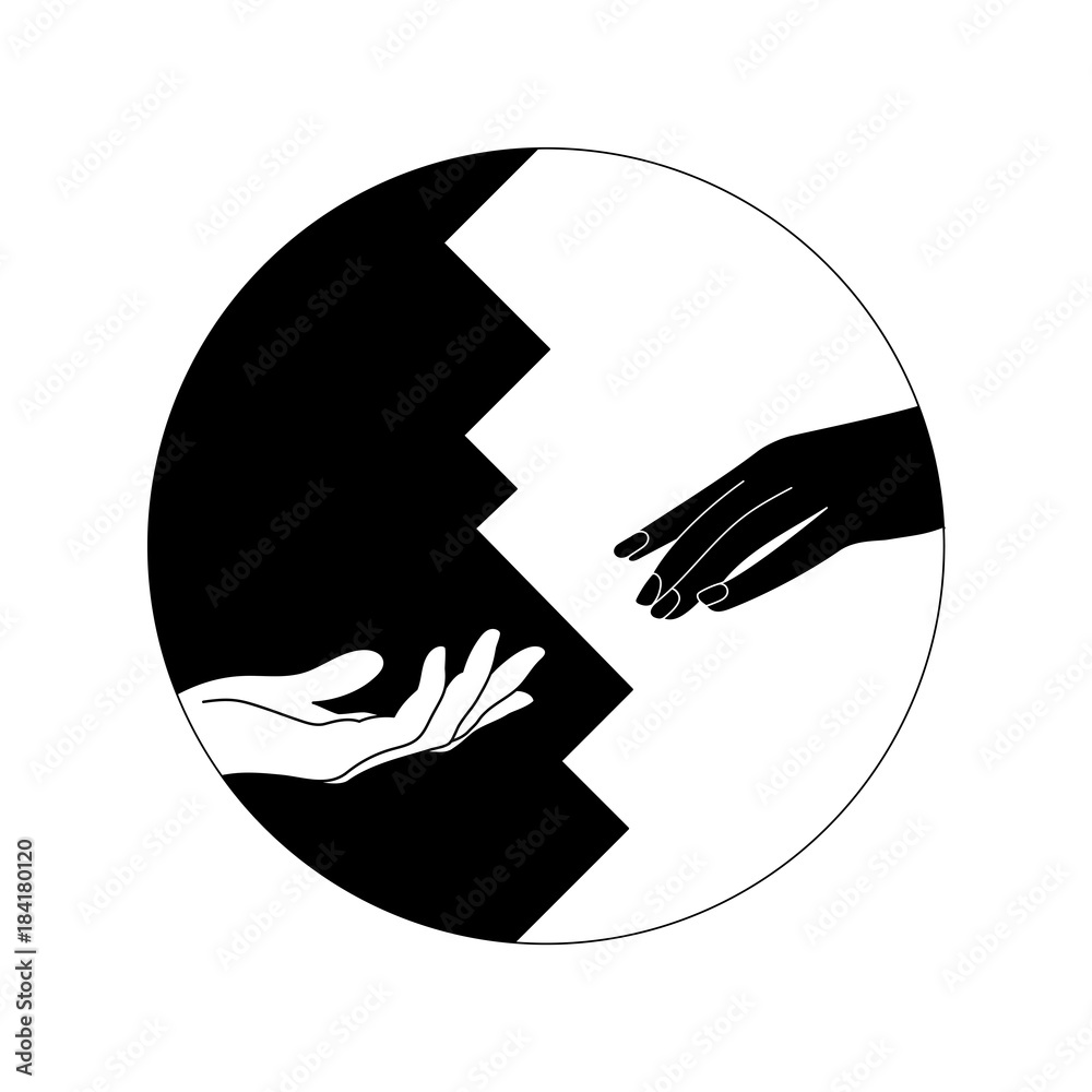 Notification of divorce concept. Ripped paper with man and woman ...