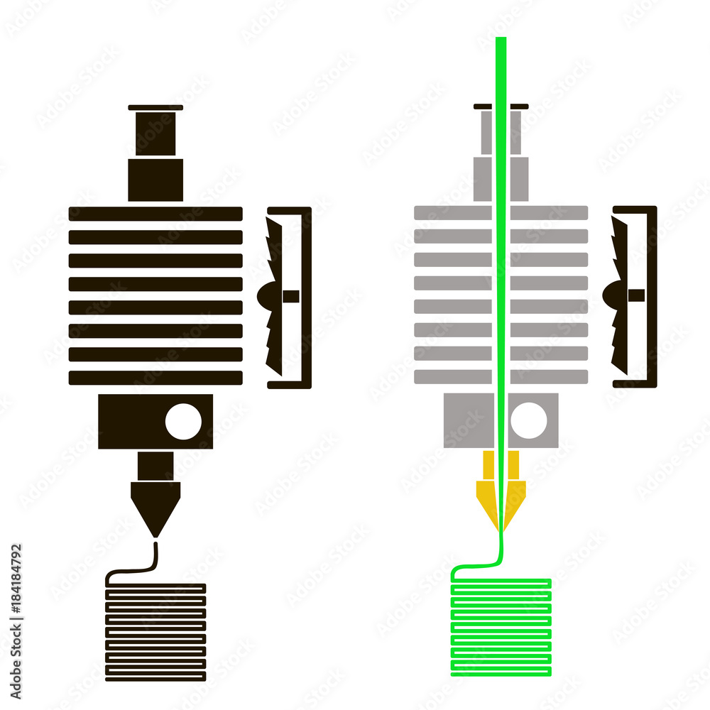 Extruder(hotend) for 3D printer schematically shows the printing ...