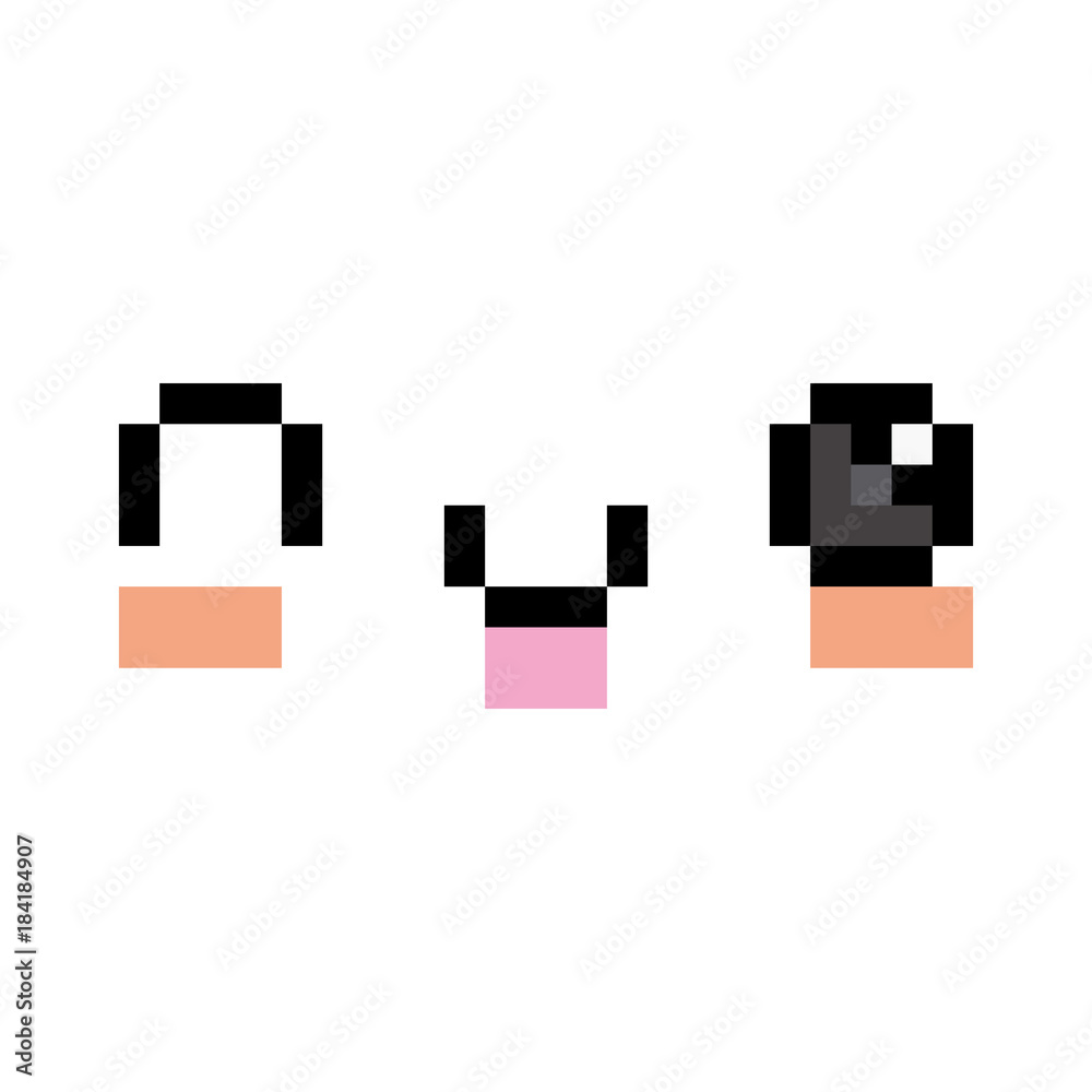 Pixel Cartoon Happy Face Stock Vector | Adobe Stock