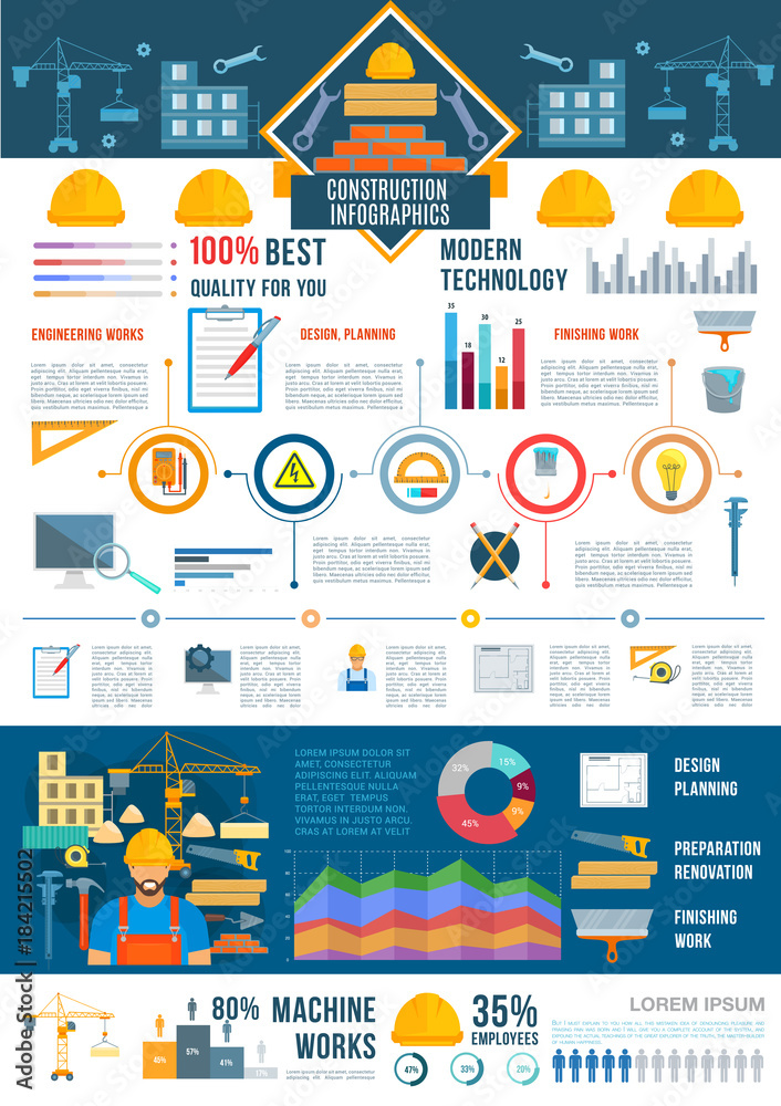 Construction infographic with graph and chart Stock Vector | Adobe Stock