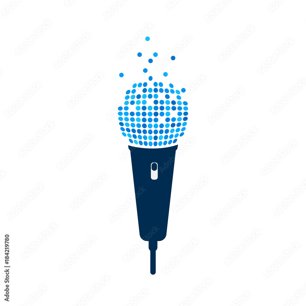 Microphone logo on white background. Isolated mic with pixel art ...