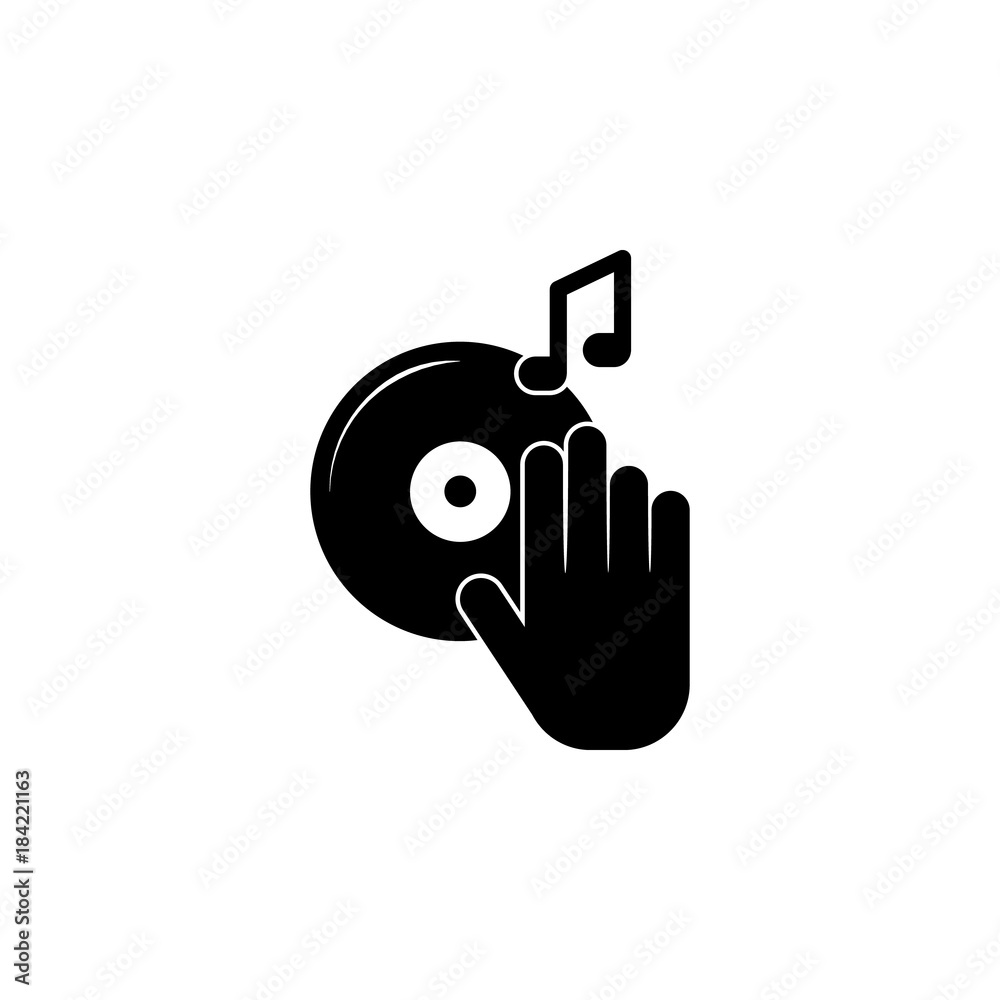 DJ Turntable Record Player With Hand Icon. Night club icon. Element of ...
