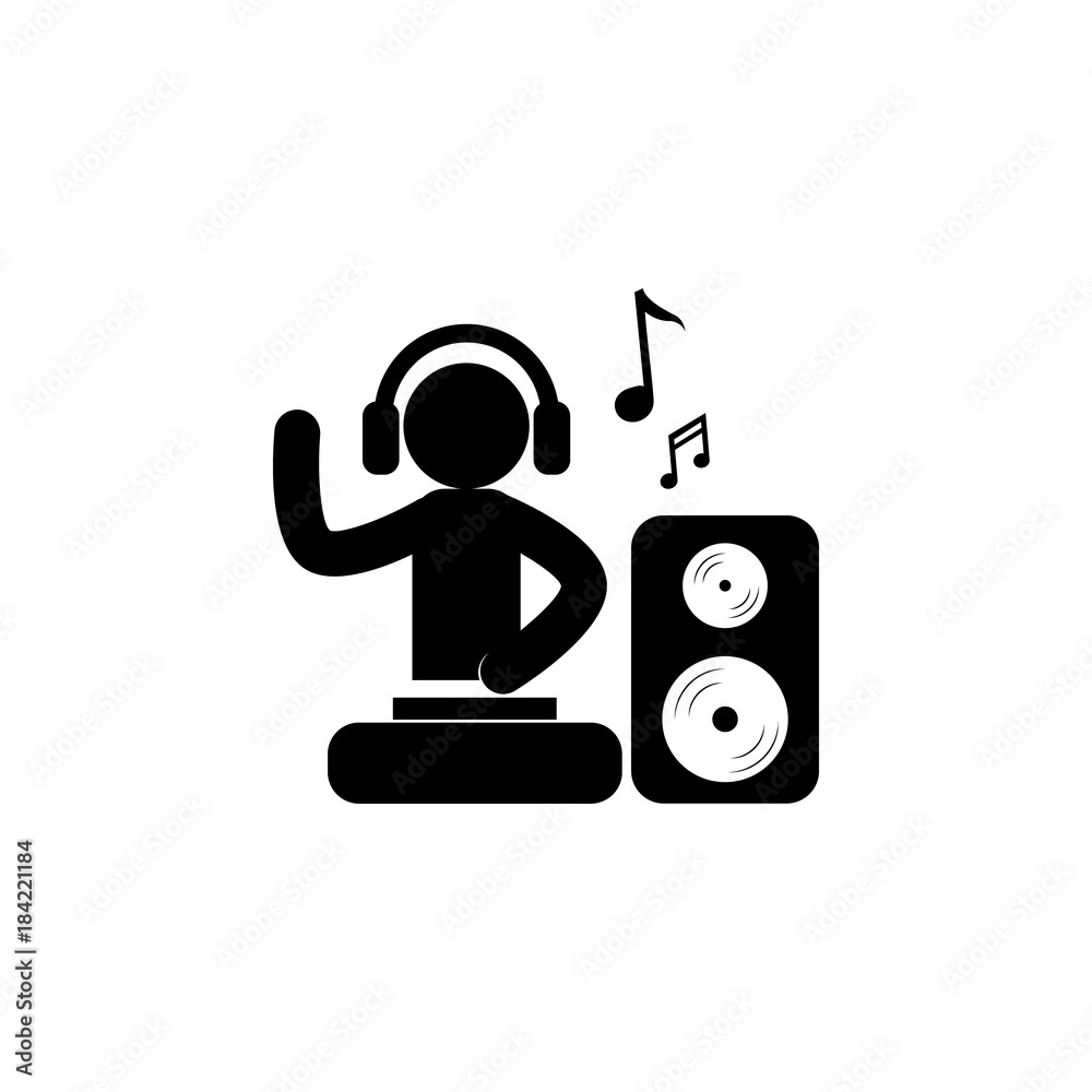 DJ Man in Headphones at DJ Station Icon. Night club icon. Element of ...