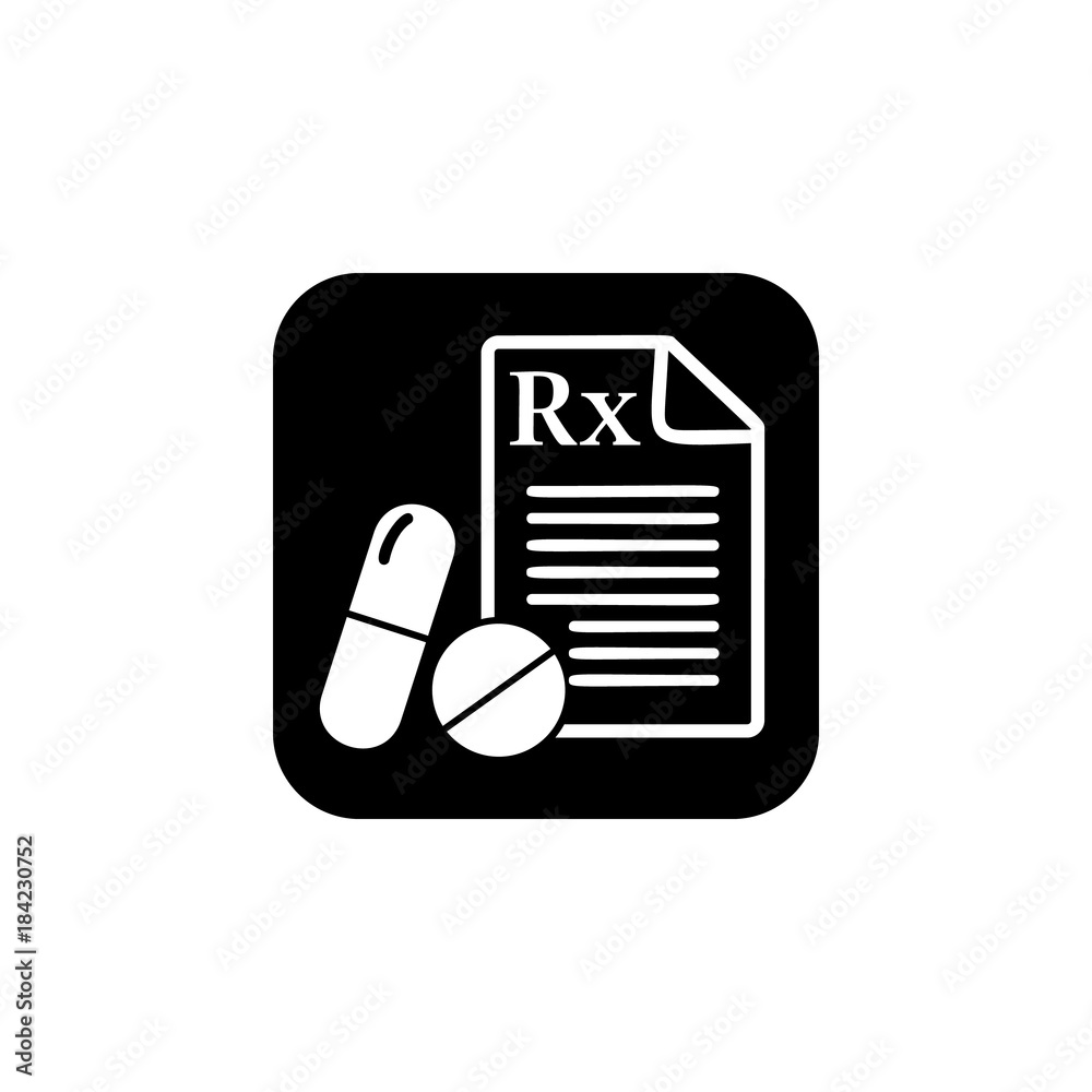 Medical prescription and tablets icon. Medicine icon. Element treatment ...