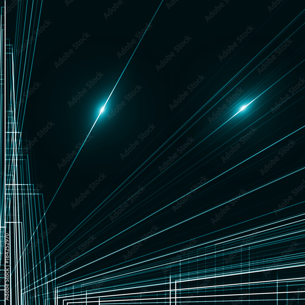 Abstract City Landscape background, dark art illustration. Graphic ...