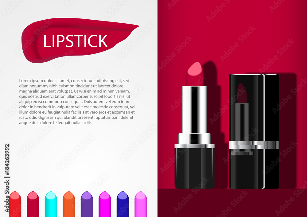 Lipstick with sample colors and template for magazine or brochure Stock ...