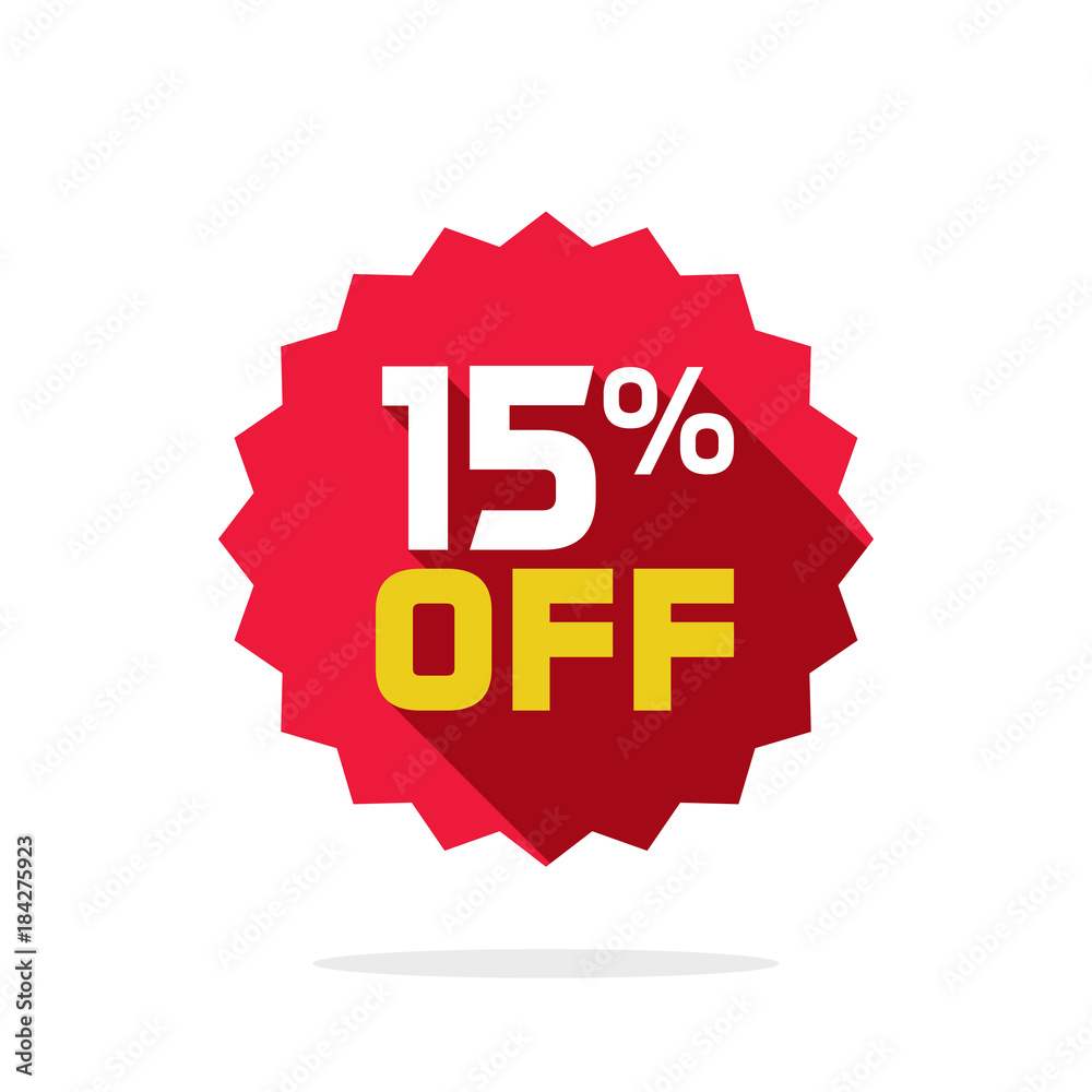 Sale tag vector badge template, 15 percent off sale label symbol, 15 ...