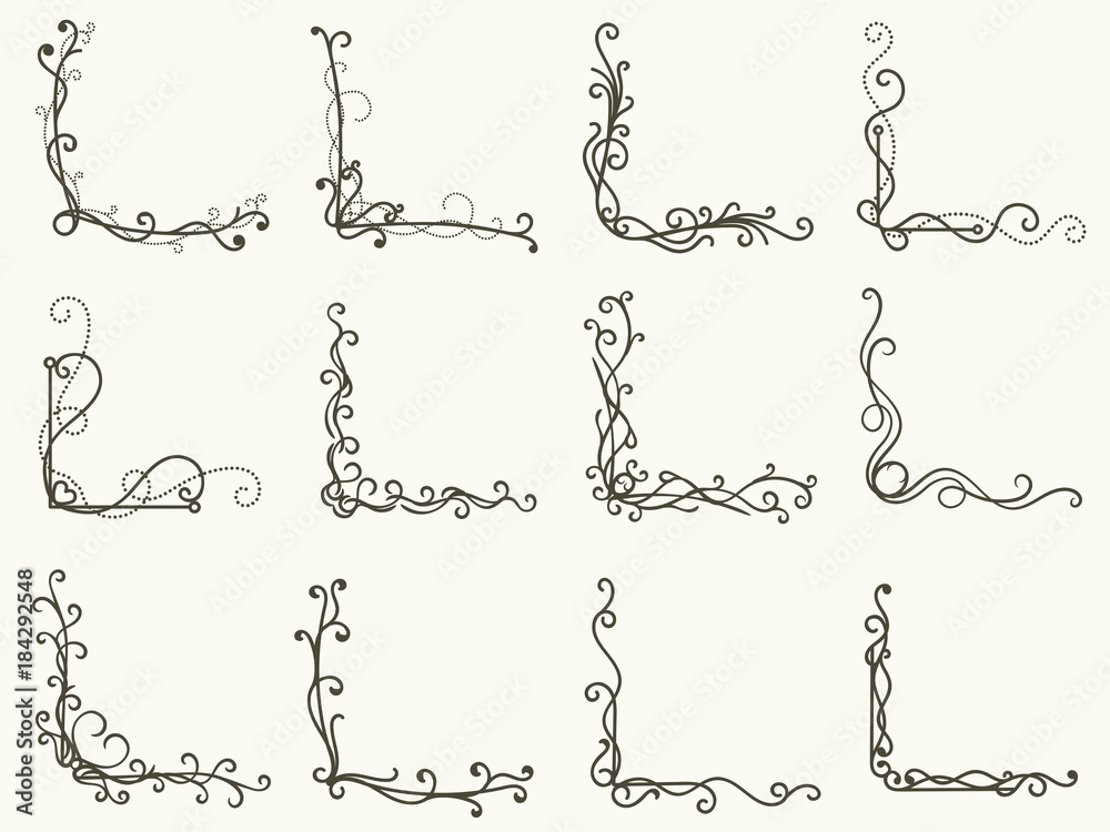 Vector illustration of decorative corner frame set Stock Vector | Adobe ...
