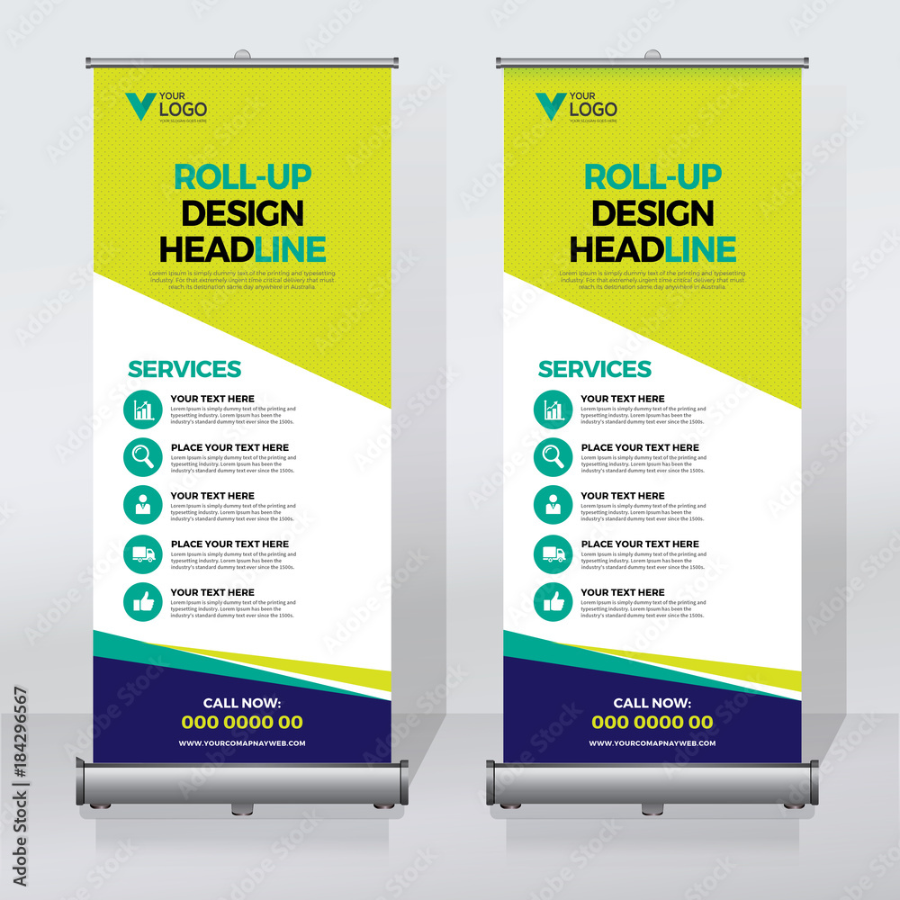Roll up banner design print template Stock Vector | Adobe Stock