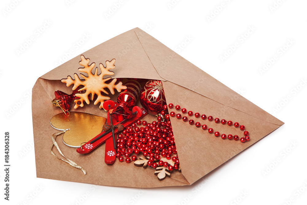 Cute Christmas tree decorations in the large outdoor envelope paper ...