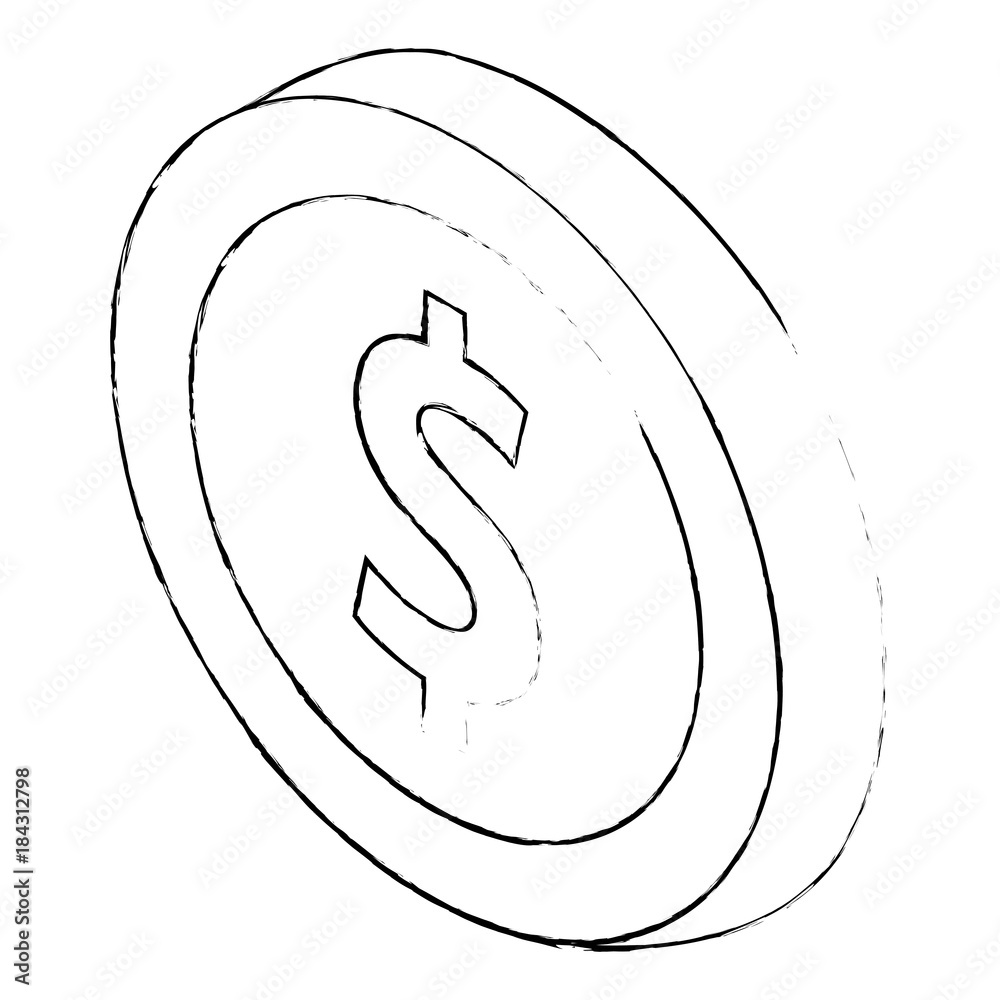 coin money icon symbol in flat isometric 3d vector illustration sketck ...