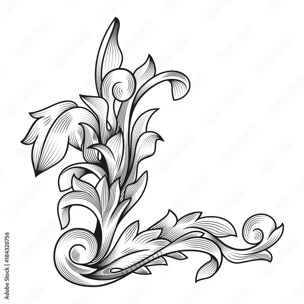 Baroque rococo border frame acanthus filigree vintage floral wedding ...