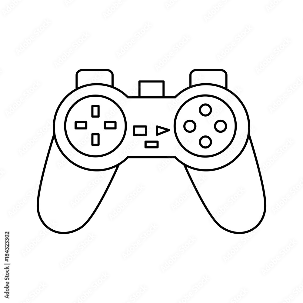 video game console joystick control buttons vector illustration outline ...