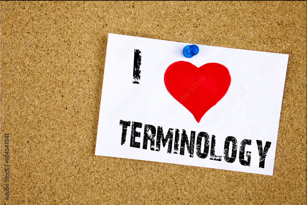 Hand writing text caption inspiration showing I Love Terminology ...