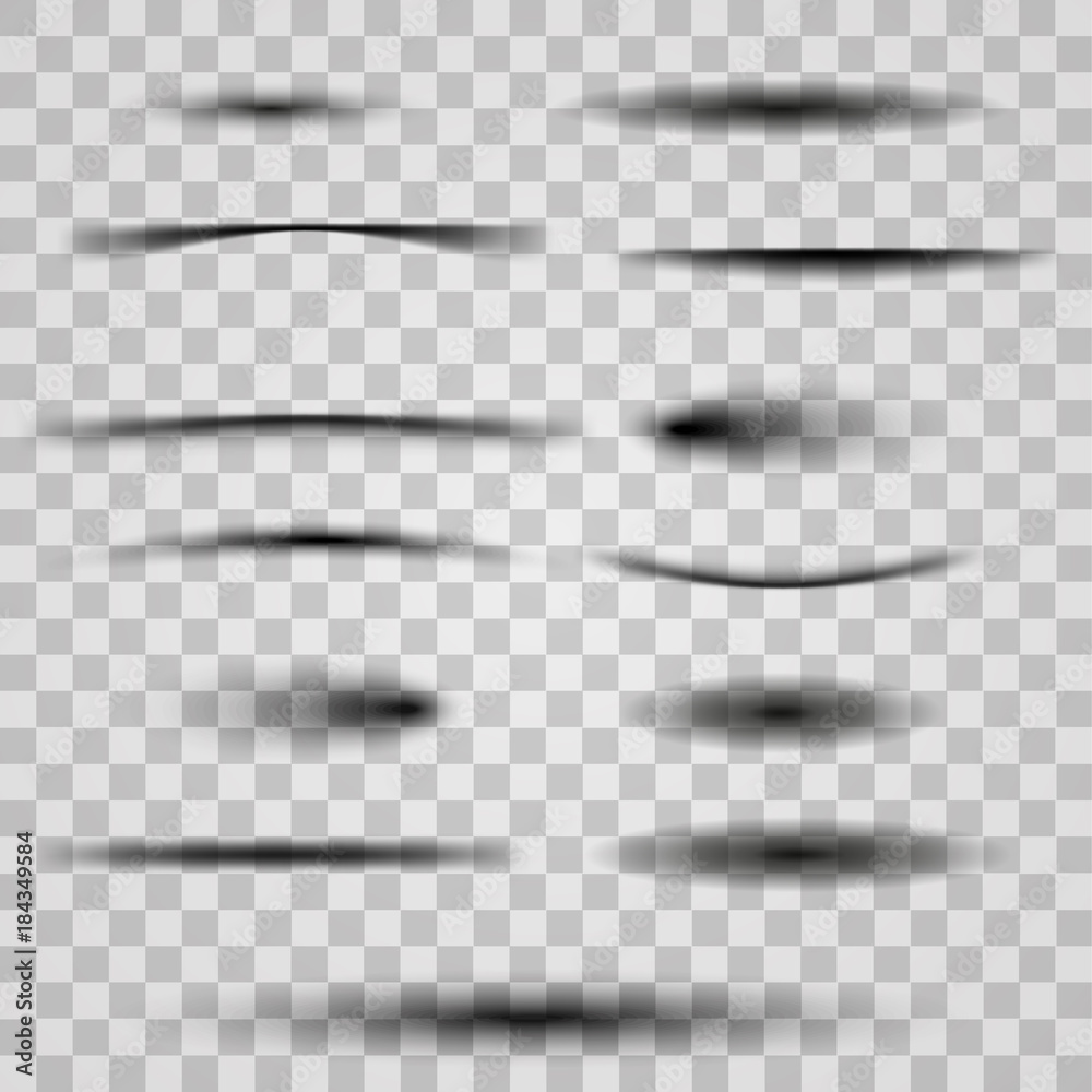 Set shadow design isolated on transparent background. Vector ...